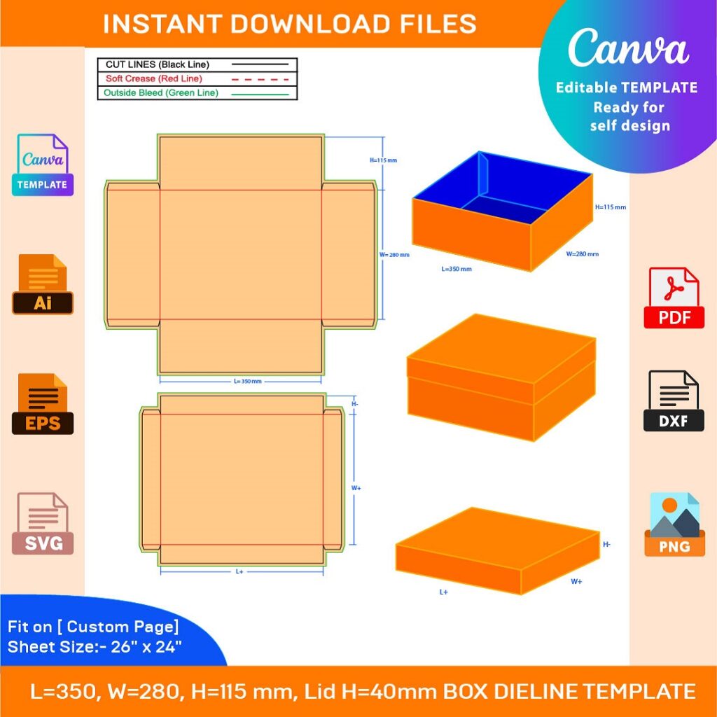 Mini Shoe Box, Favor Gift Box Dieline Template SVG, Ai, EPS, PDF, JPG ...