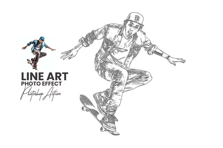 Easy Line Art Photoshop Action - MasterBundles