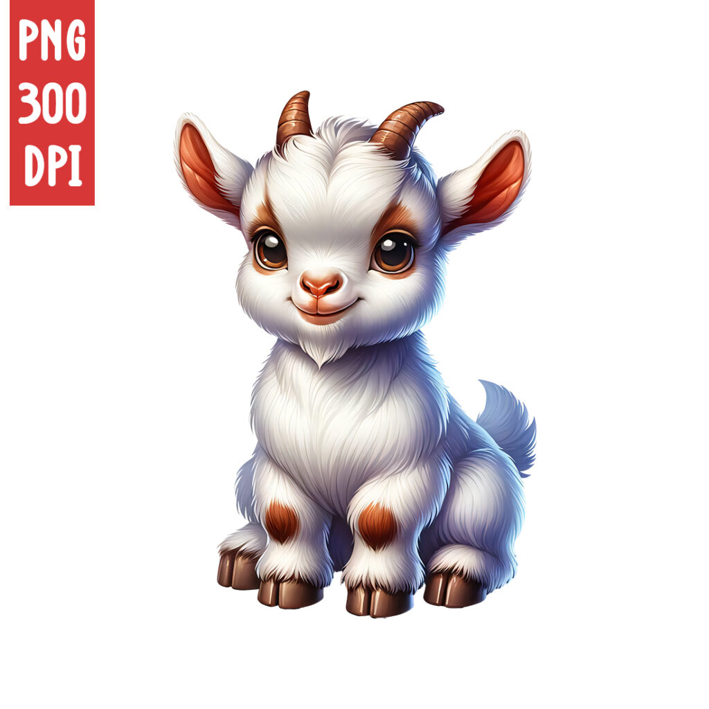 Cute Goat Clipart | Animals Clipart | PNG - MasterBundles
