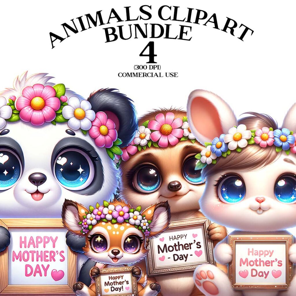 Mothers Day Animals Clipart Bundle | Clipart Bundle - MasterBundles