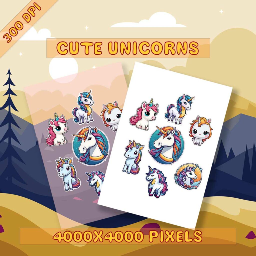 Unique Unicorn Sticker Pack 4 - MasterBundles