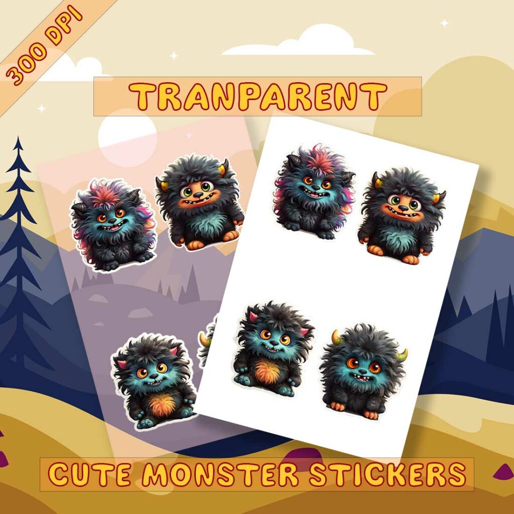 Black Monsters Cute Stickers - MasterBundles