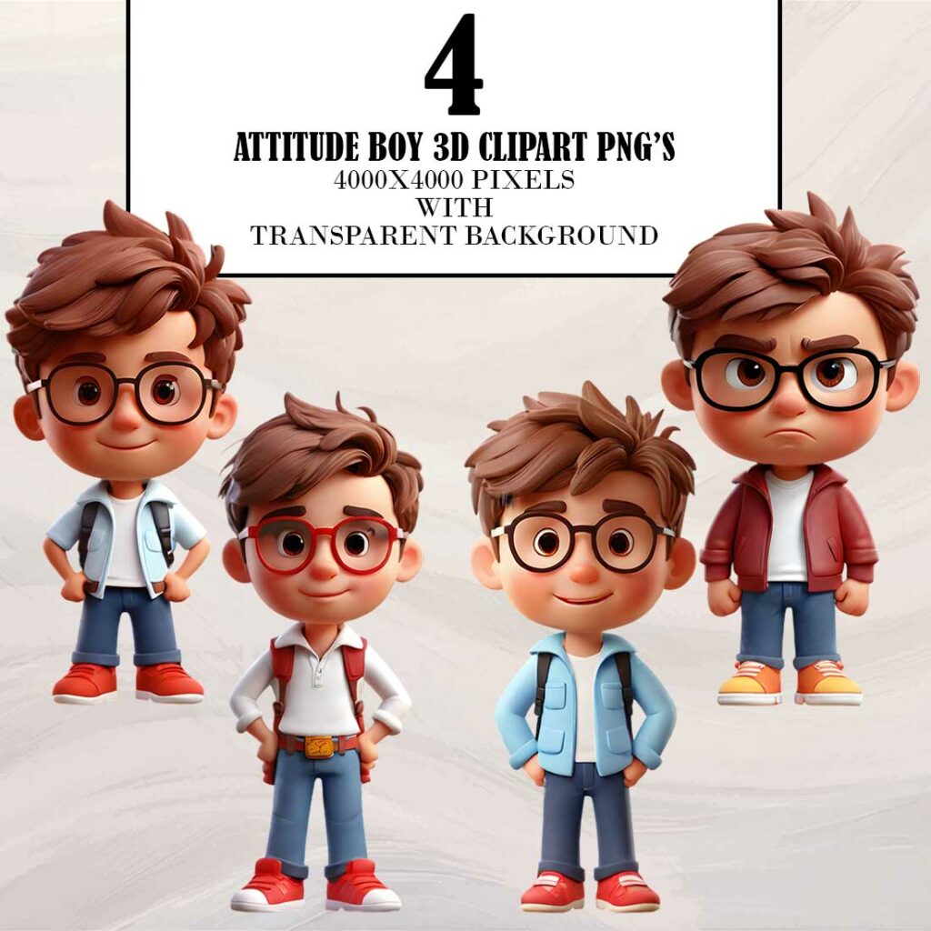 Attitude boy 3d Clipart Made with Love - MasterBundles