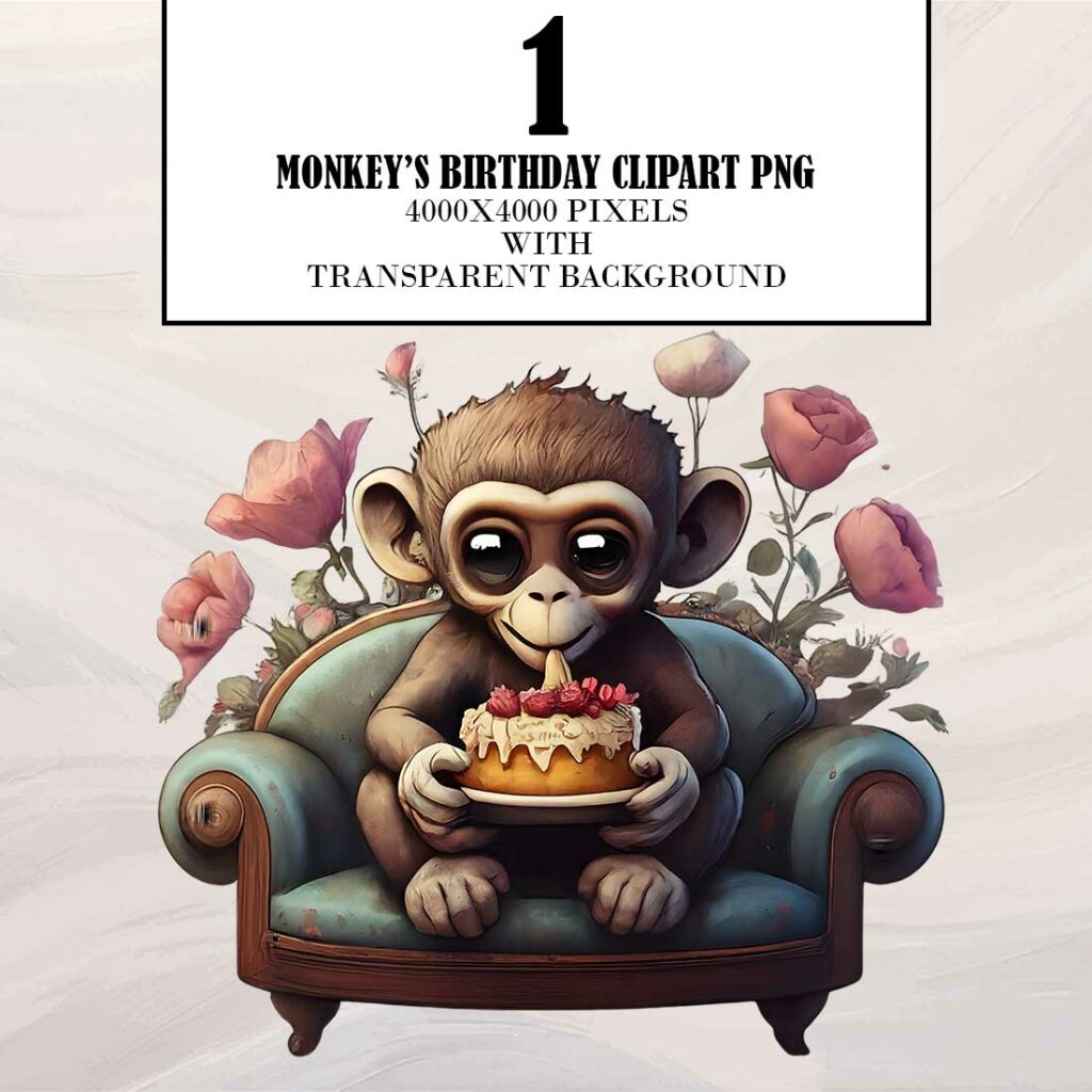 Monkey's Birthday Clipart - MasterBundles