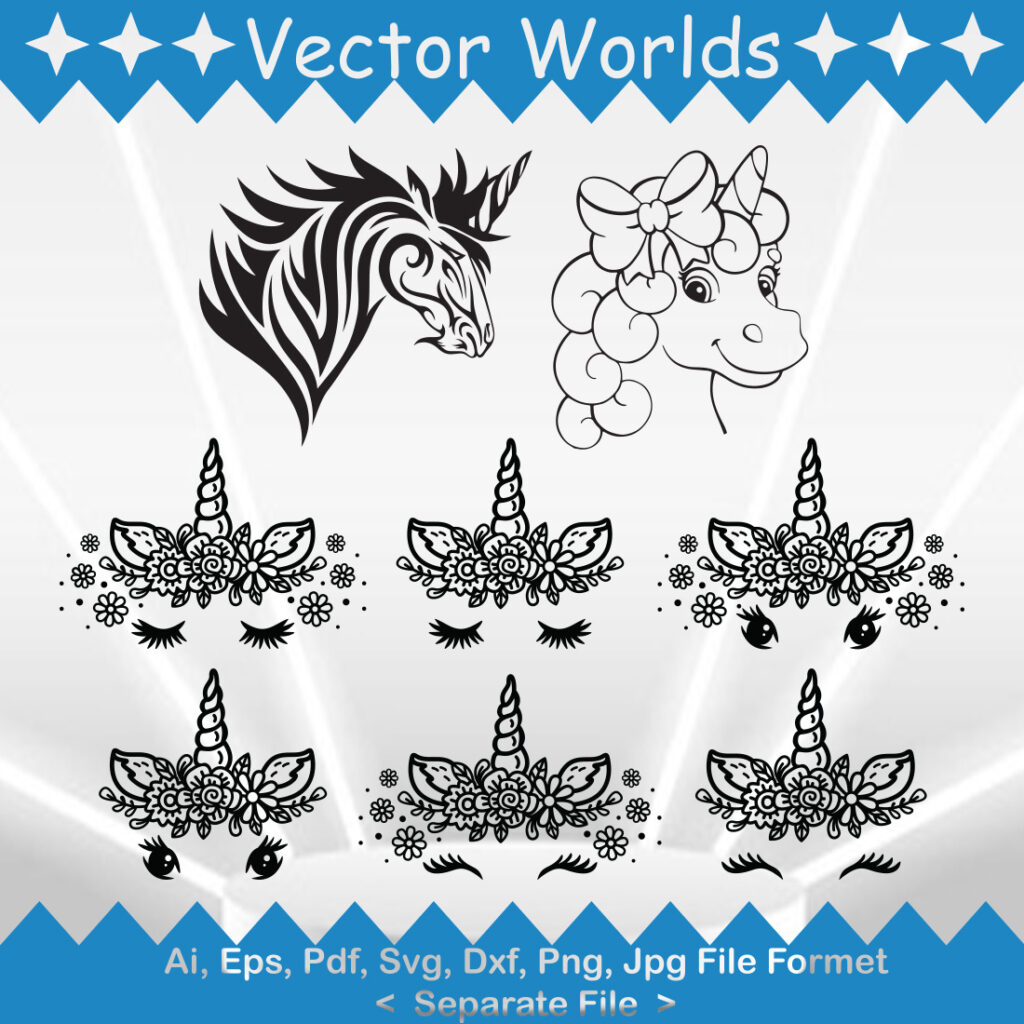 Unicorn Face Vector SVG Vector Design - MasterBundles