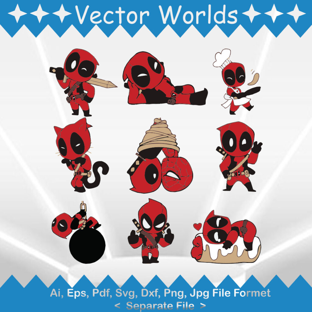 Deadpool Chibi SVG Vector Design - MasterBundles