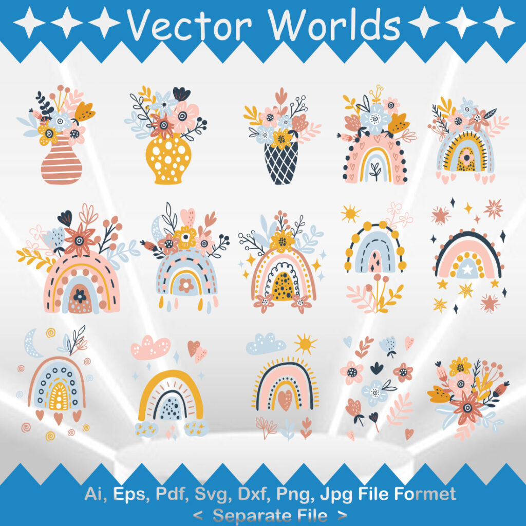 Boho Rainbow SVG Vector Design - MasterBundles
