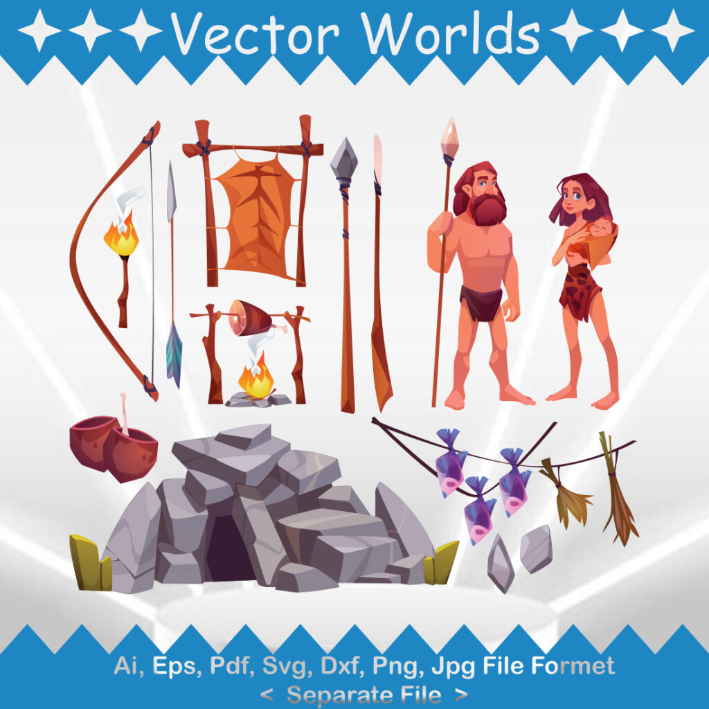 Prehistoric Cave People SVG Vector Design - MasterBundles