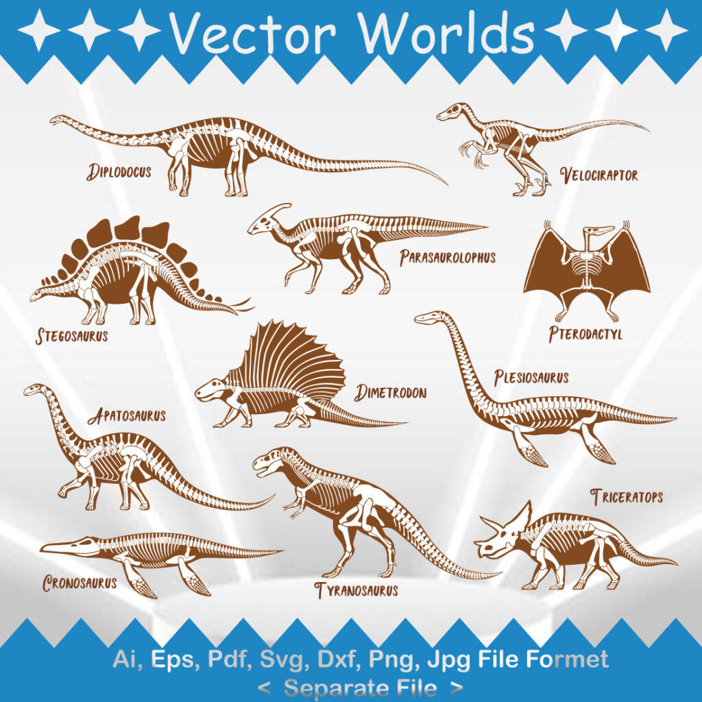 Dinosaurs Skeleton Set SVG Vector Design - MasterBundles