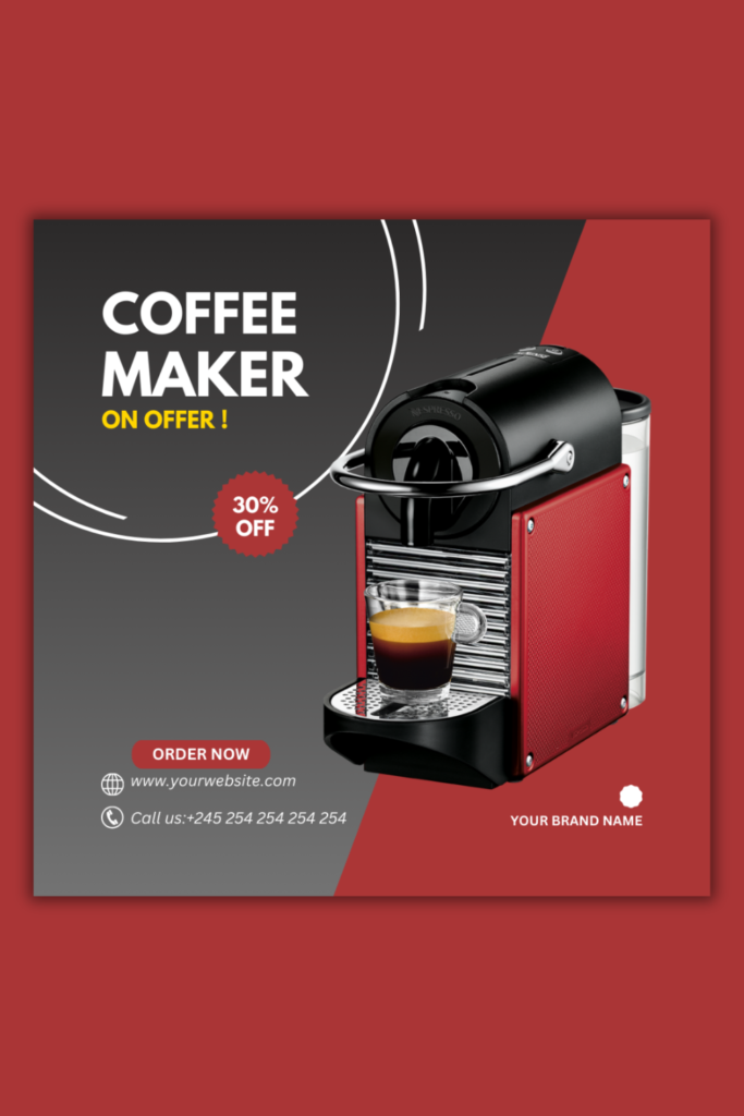 1 Instagram sized Canva Coffee Maker Sale Design Template Bundle – $4 ...
