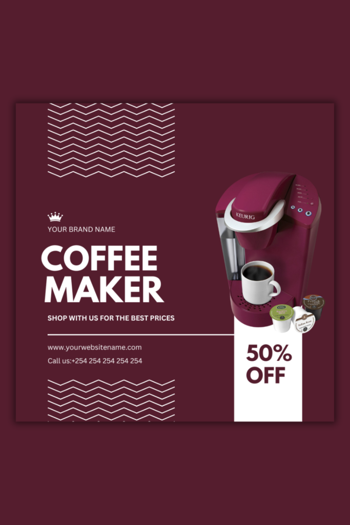 1 Instagram sized Canva Coffee Maker Design Template Bundle – $4 ...