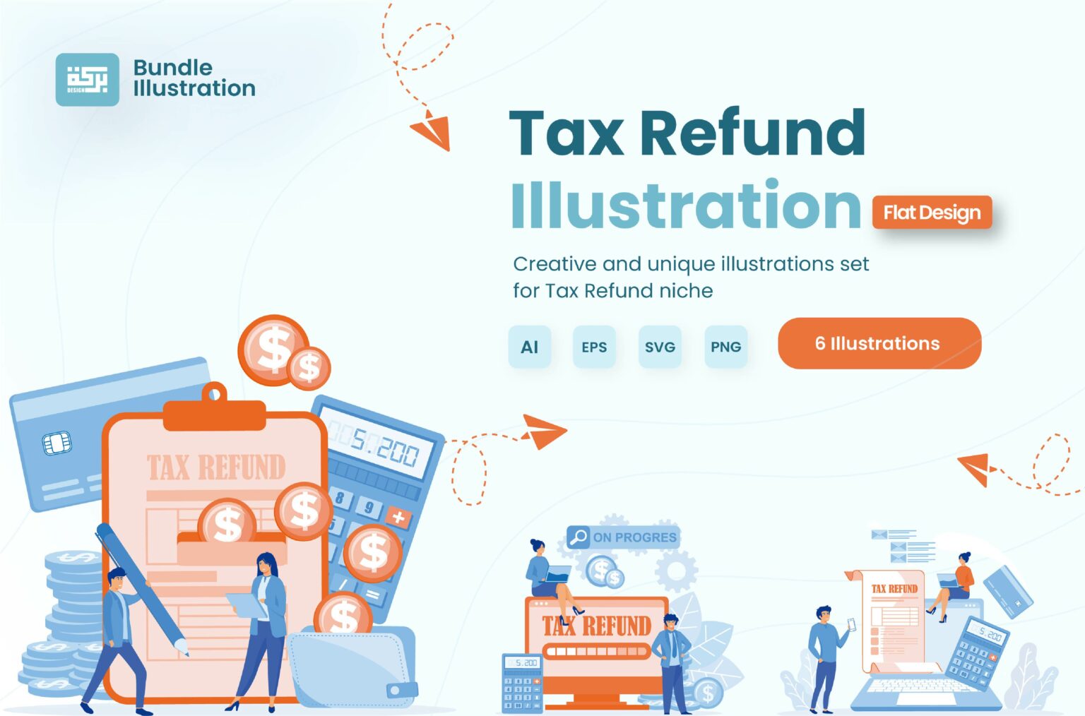 Illustration Design Tax Refund - MasterBundles