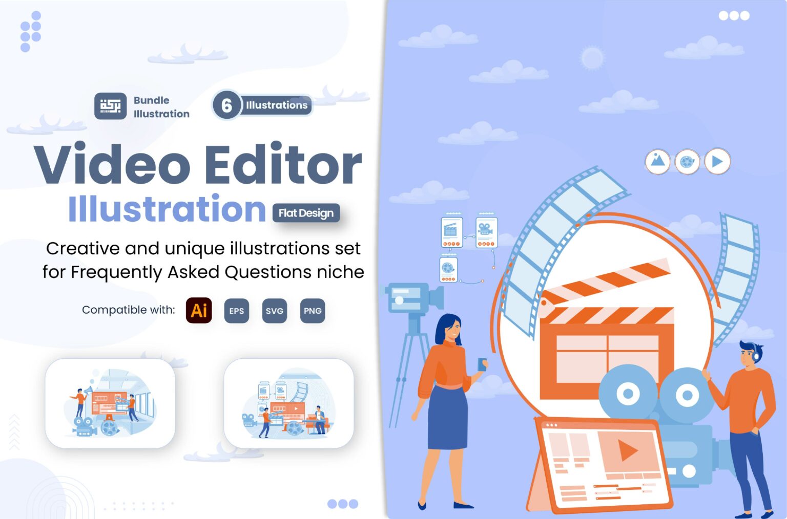 Illustration of Video Editor Concept - MasterBundles