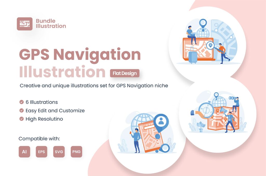 Design Illustration of GPS Navigation - MasterBundles
