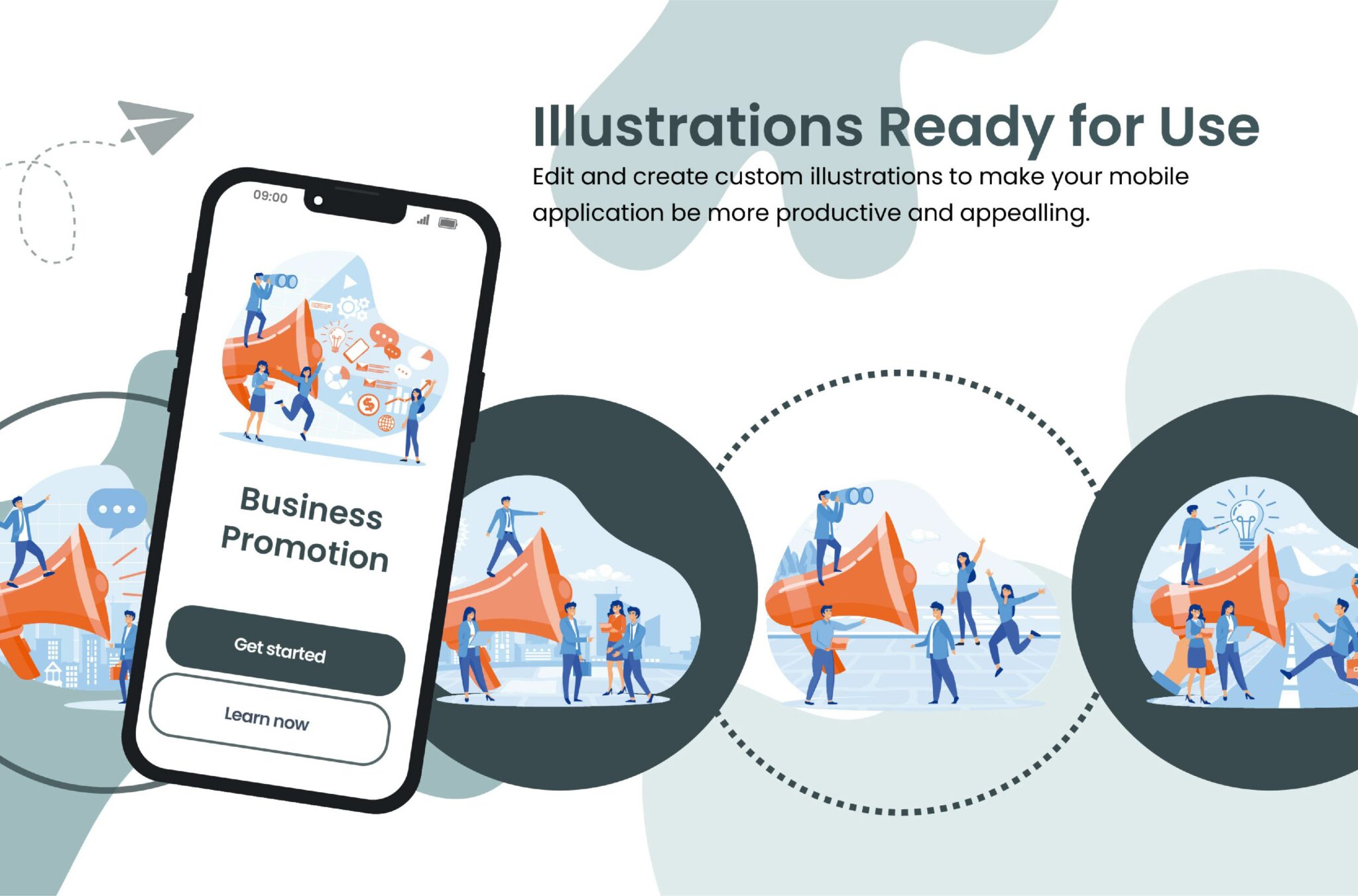 6 Illustrations Related to Business Promotion - MasterBundles