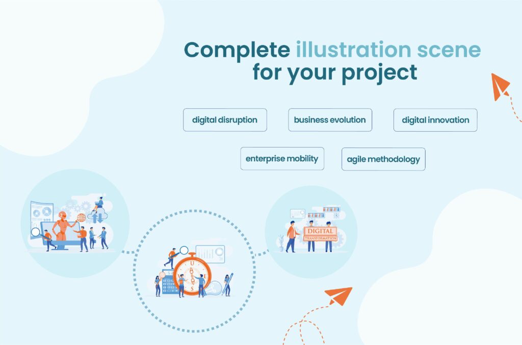 Illustration Design Digital Transformation - MasterBundles