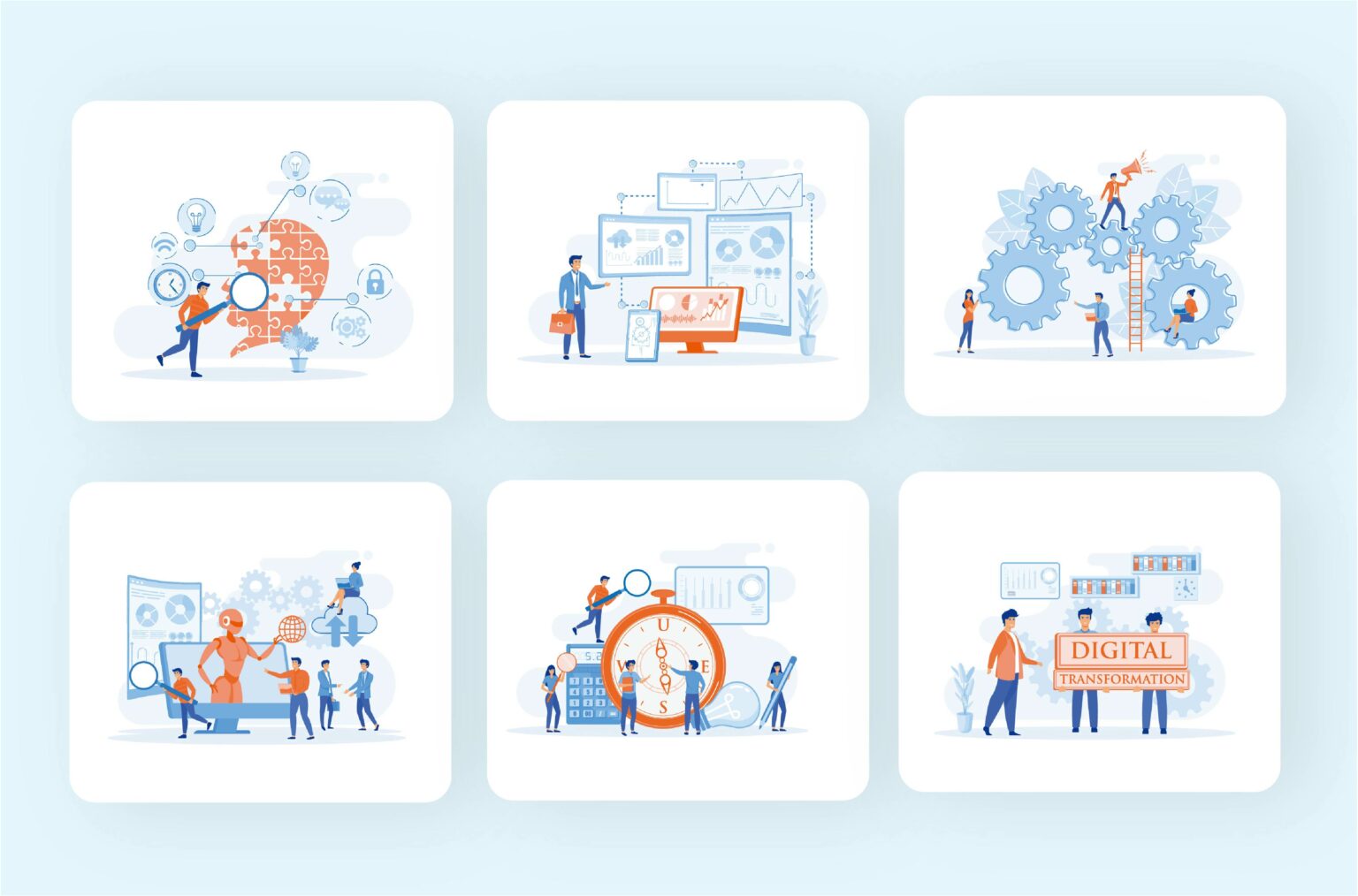 Illustration Design Digital Transformation - MasterBundles