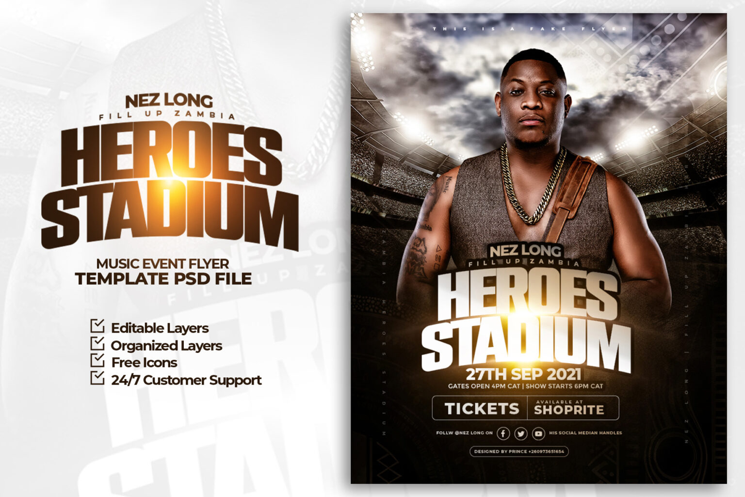 music event flyer template PSD - MasterBundles