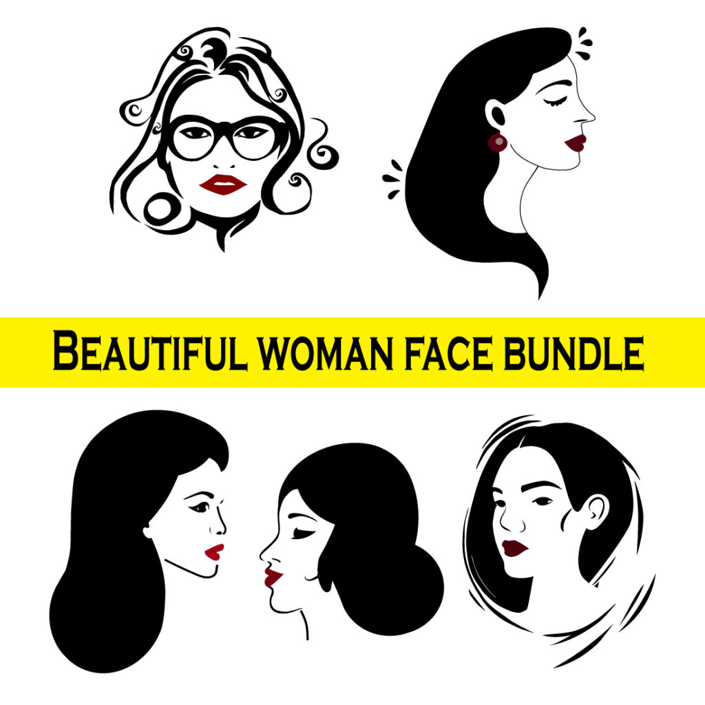 Beautiful Woman Face Vector Art Illustration - MasterBundles