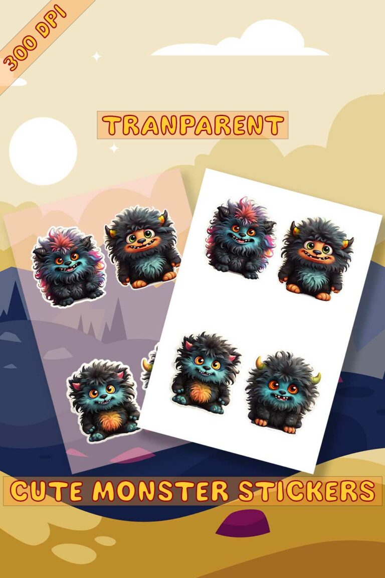 Black Monsters Cute Stickers - MasterBundles
