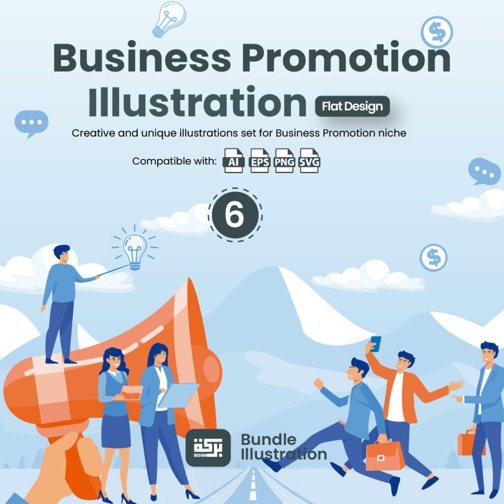 6 Illustrations Related to Business Promotion - MasterBundles