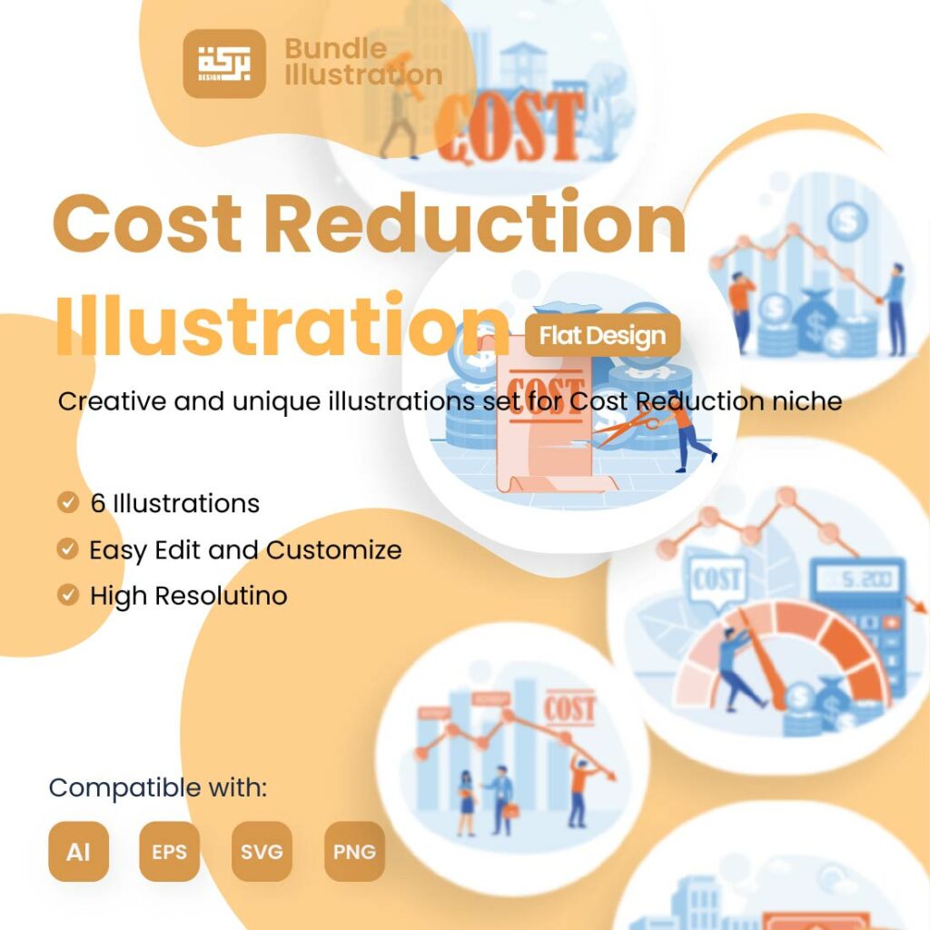 6 Illustrations Related to Cost Reduction - MasterBundles