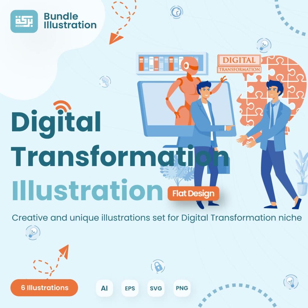 Illustration Design Digital Transformation - MasterBundles
