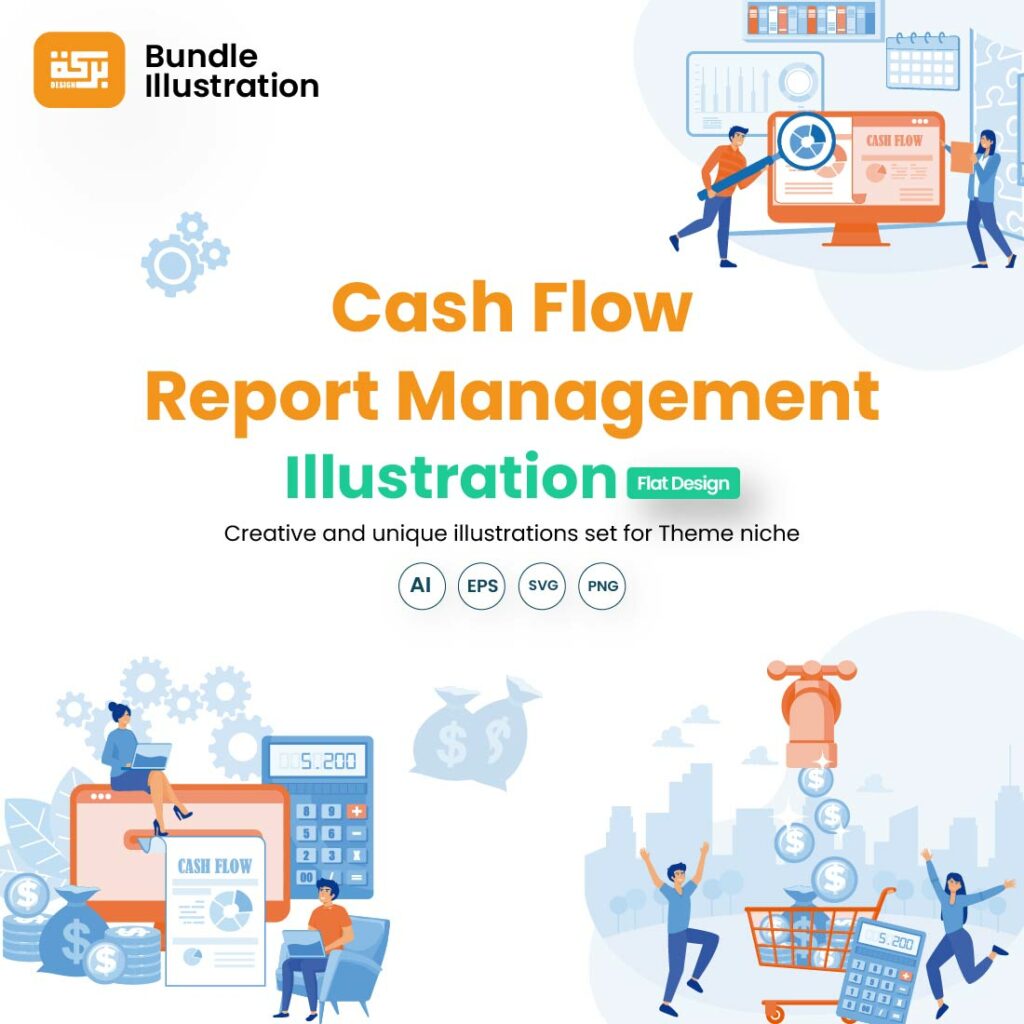Cash Flow Report Management Illustration Design - MasterBundles