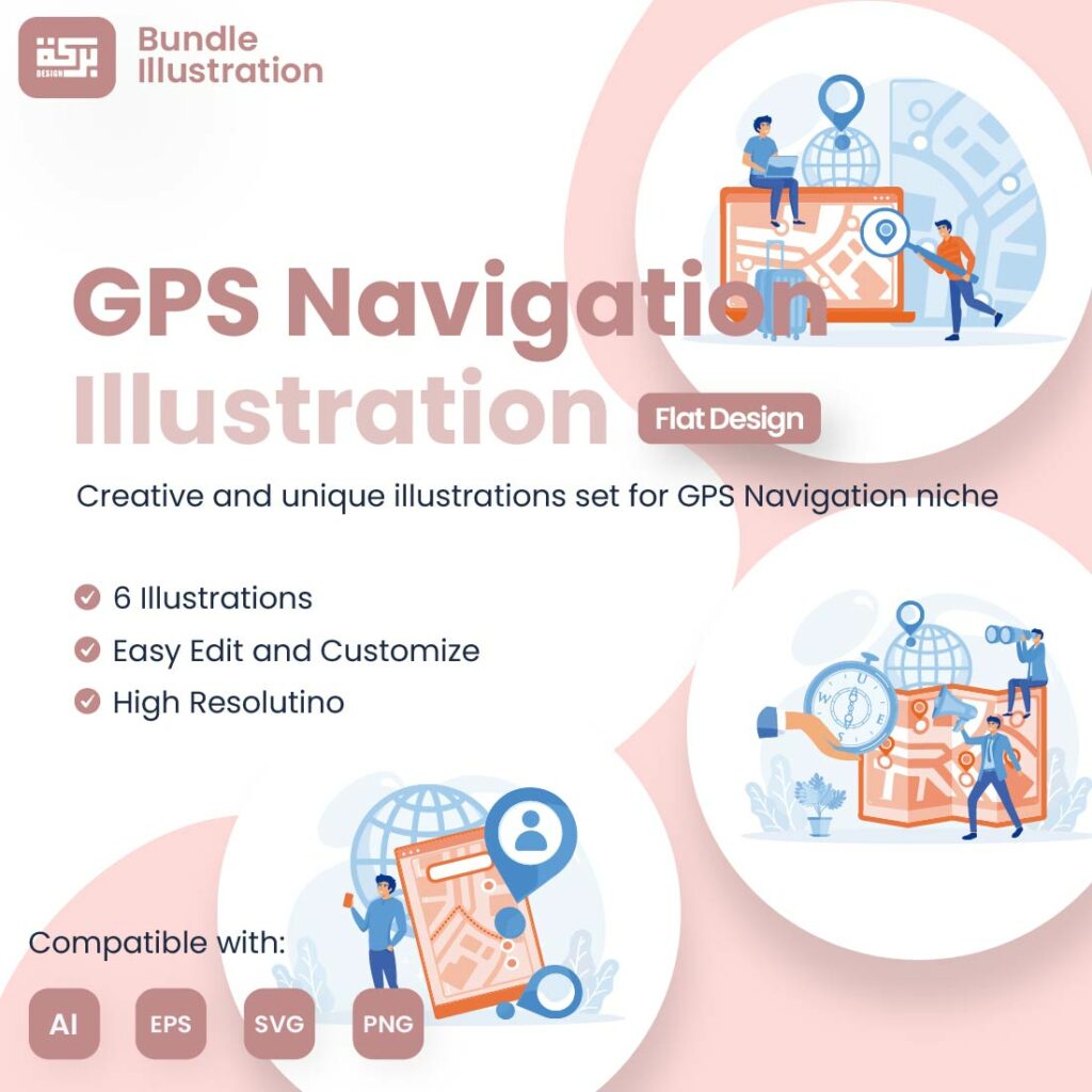 Design Illustration of GPS Navigation - MasterBundles