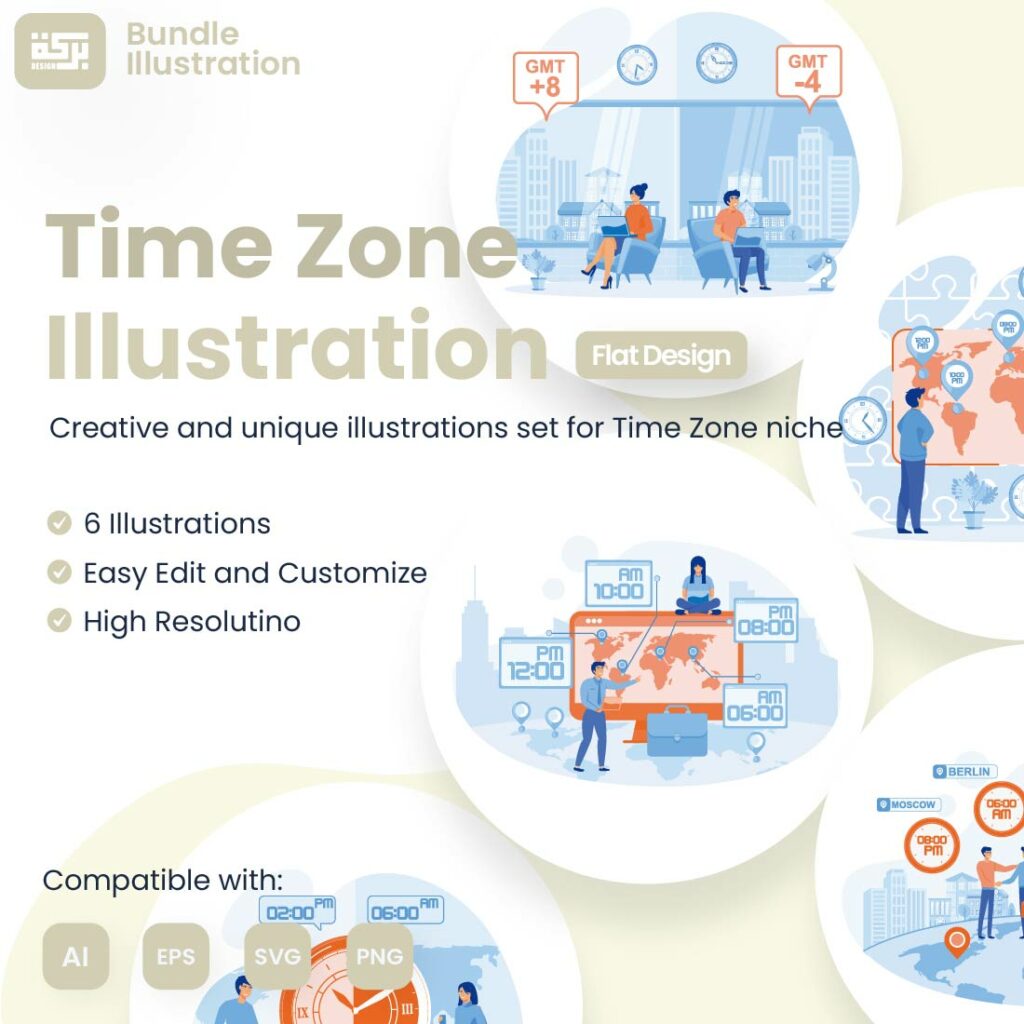 *Design Illustration of Time Zone - MasterBundles
