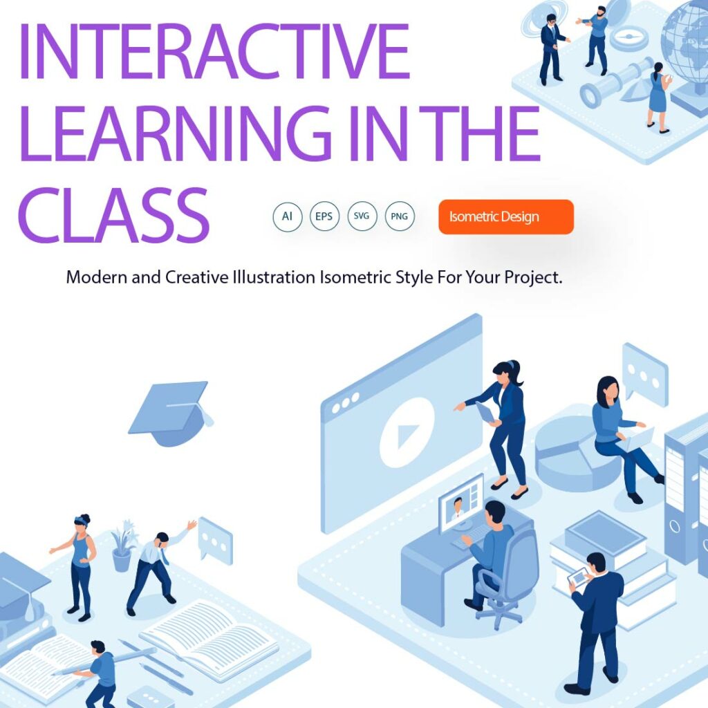 Interactive Learning In The Class Illustration Design - MasterBundles