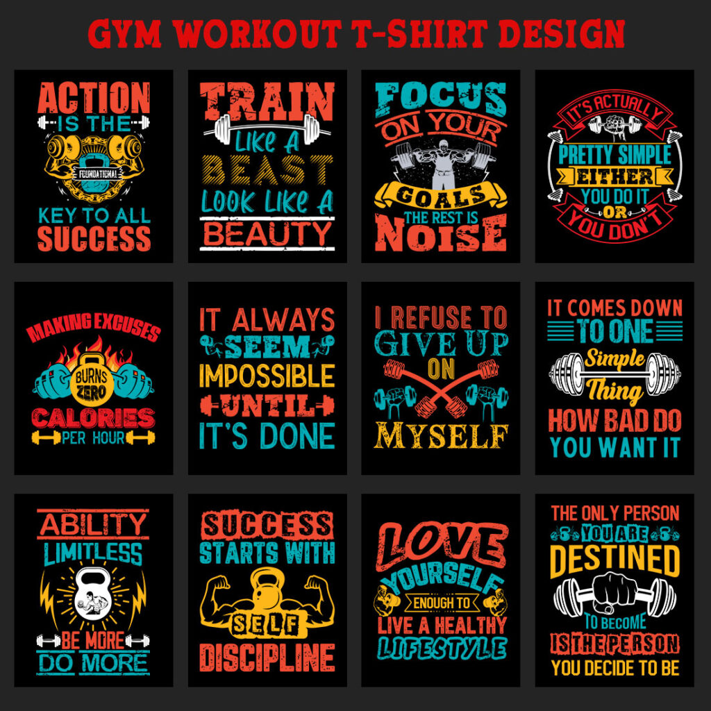 Gym Workout T-shirt Design - MasterBundles