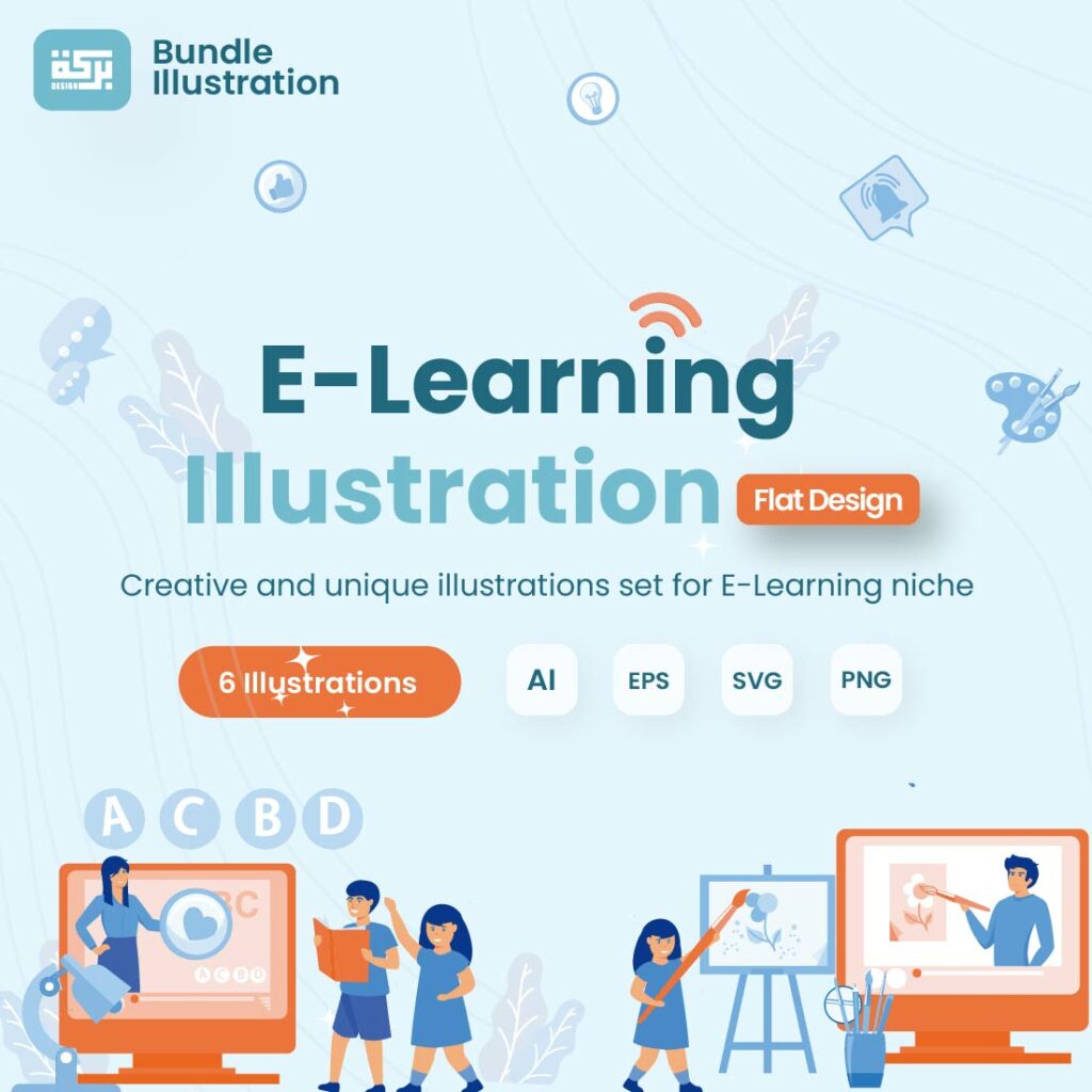 E- Learning Illustration Design - MasterBundles