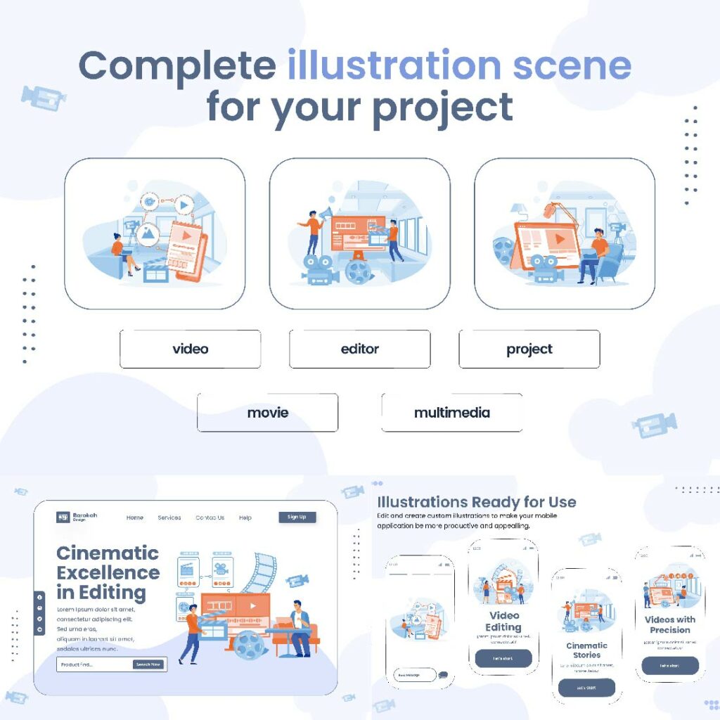 Illustration of Video Editor Concept - MasterBundles