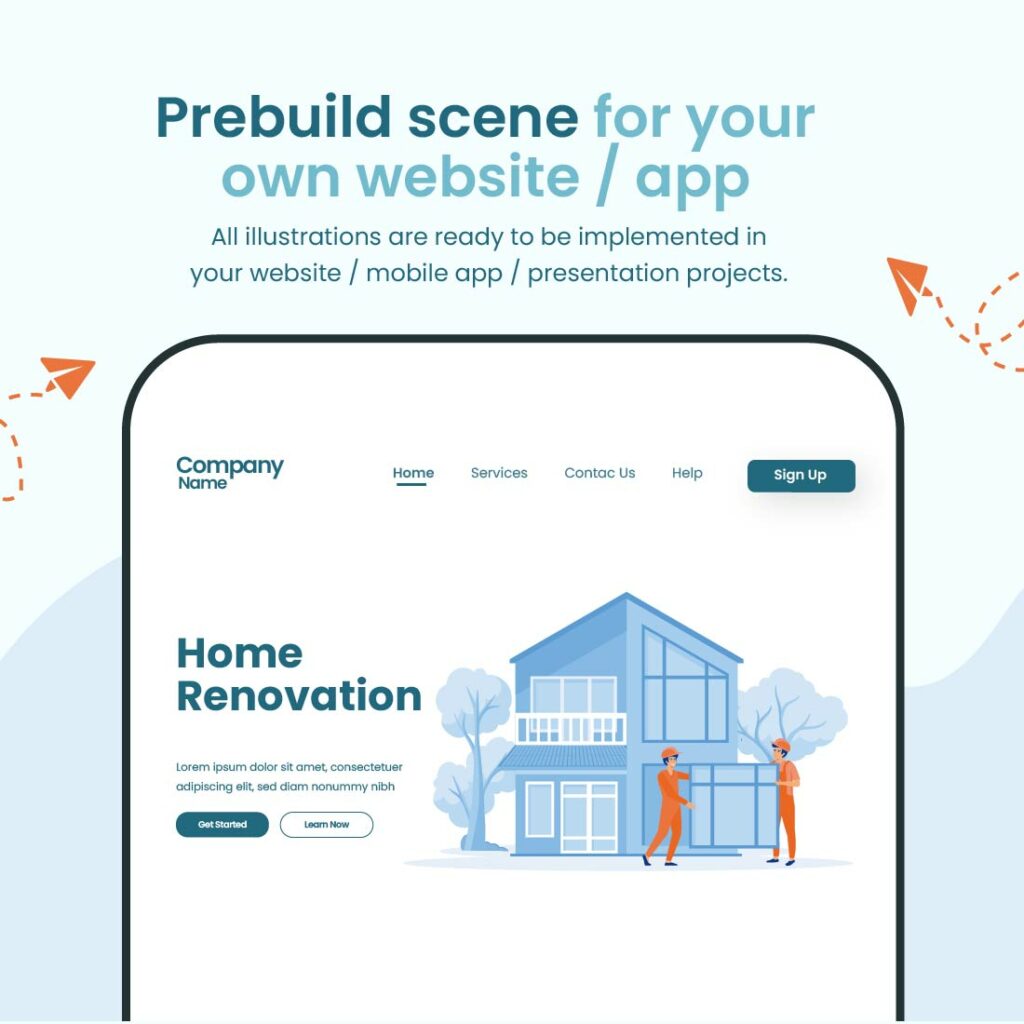 Home Renovation Scene Illustration Design - MasterBundles