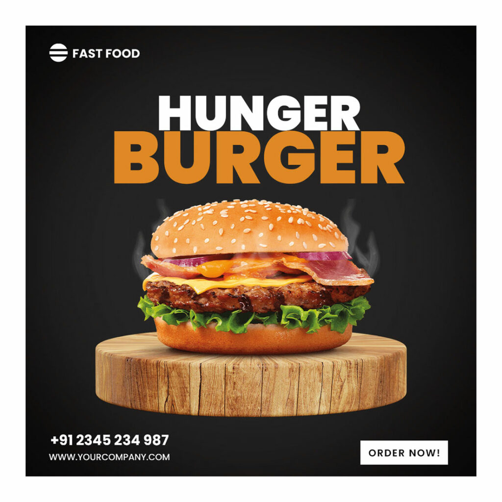 Burger Social Media Post Template - MasterBundles