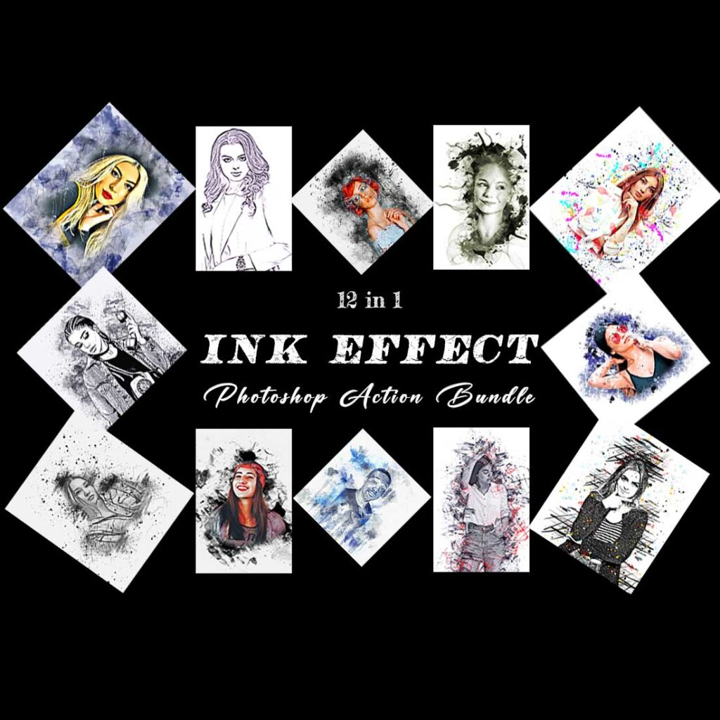 Ink Effect Photoshop Action Bundle - MasterBundles