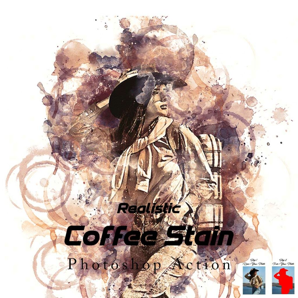 Realistic Coffee Stain Photoshop Action - MasterBundles