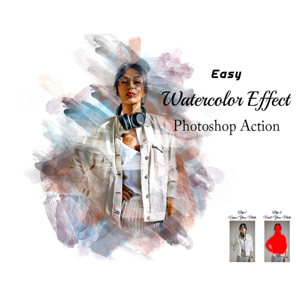 Easy Watercolor Effect Photoshop Action - MasterBundles