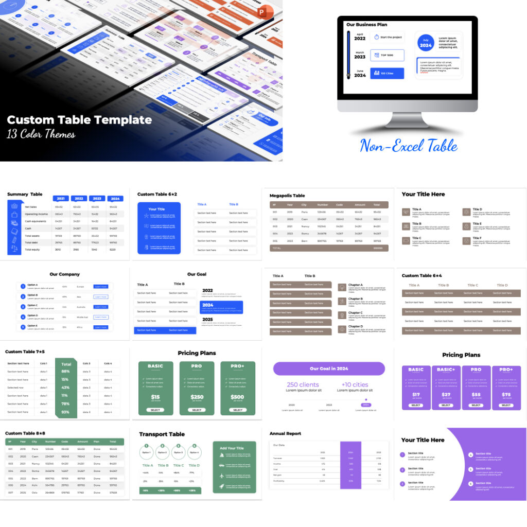 Custom Table PowerPoint Template - MasterBundles