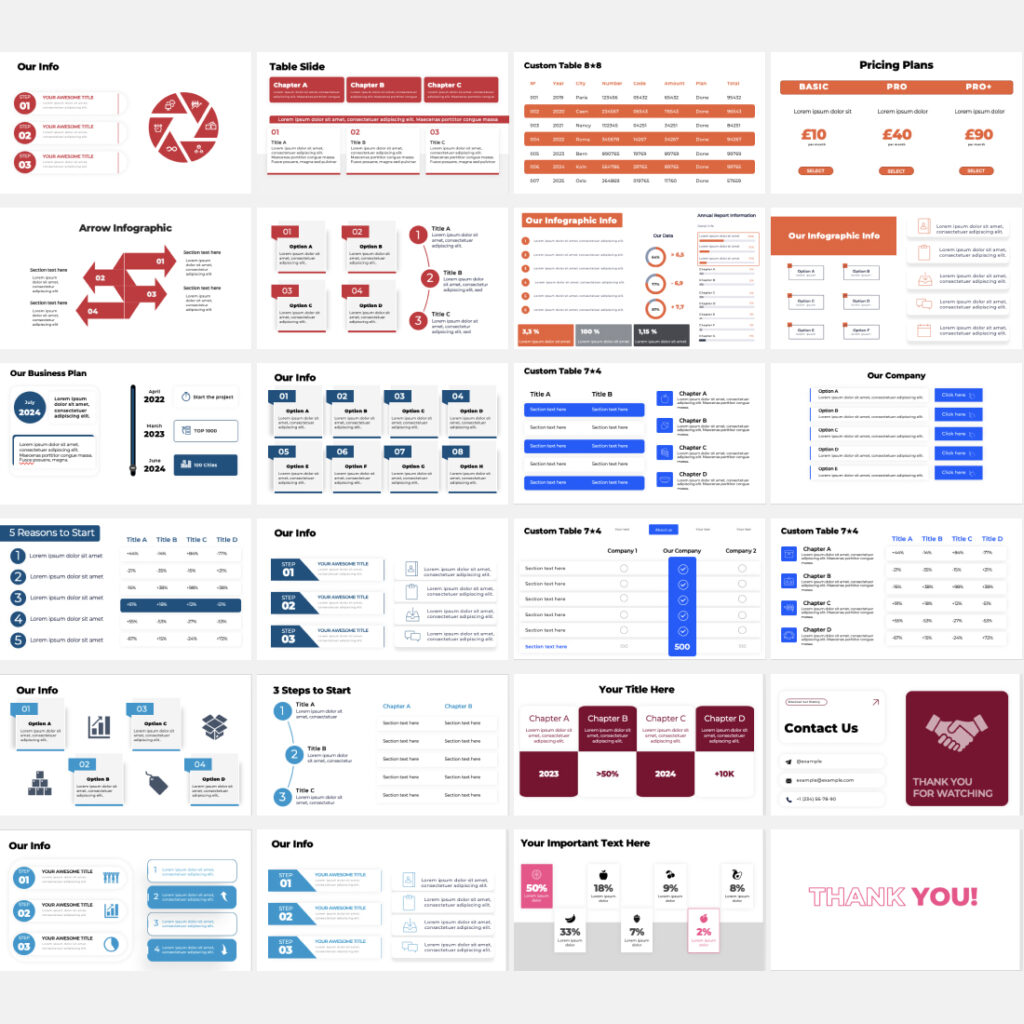 Custom Table PowerPoint Template - MasterBundles