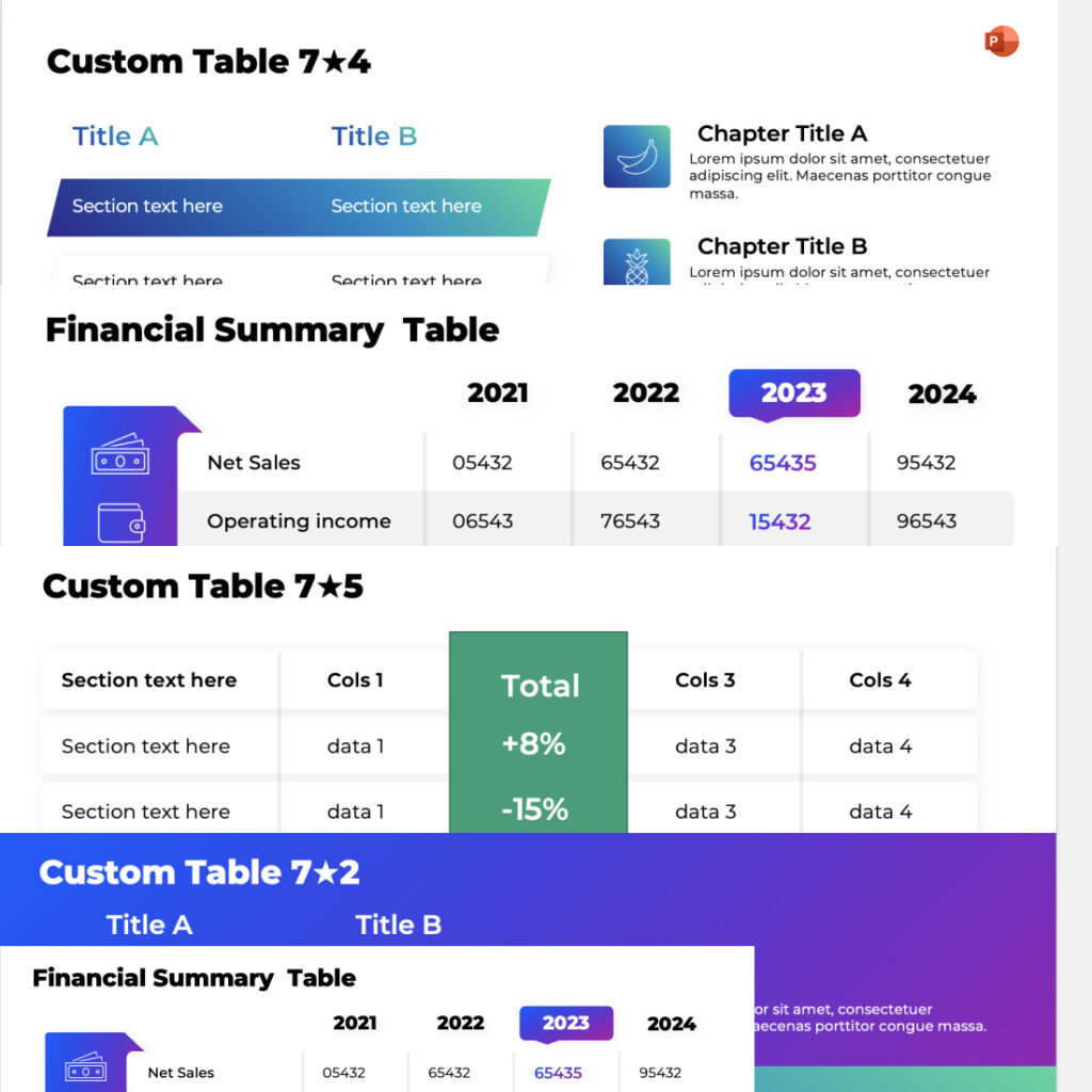 Financial Table Gradient Presentation - MasterBundles