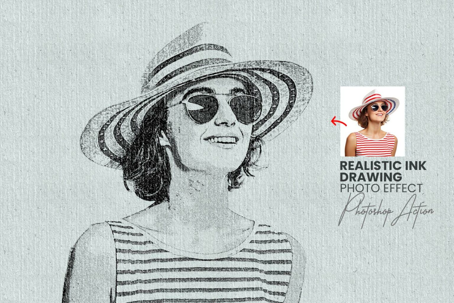 Realistic Ink Drawing Photo Effect - MasterBundles