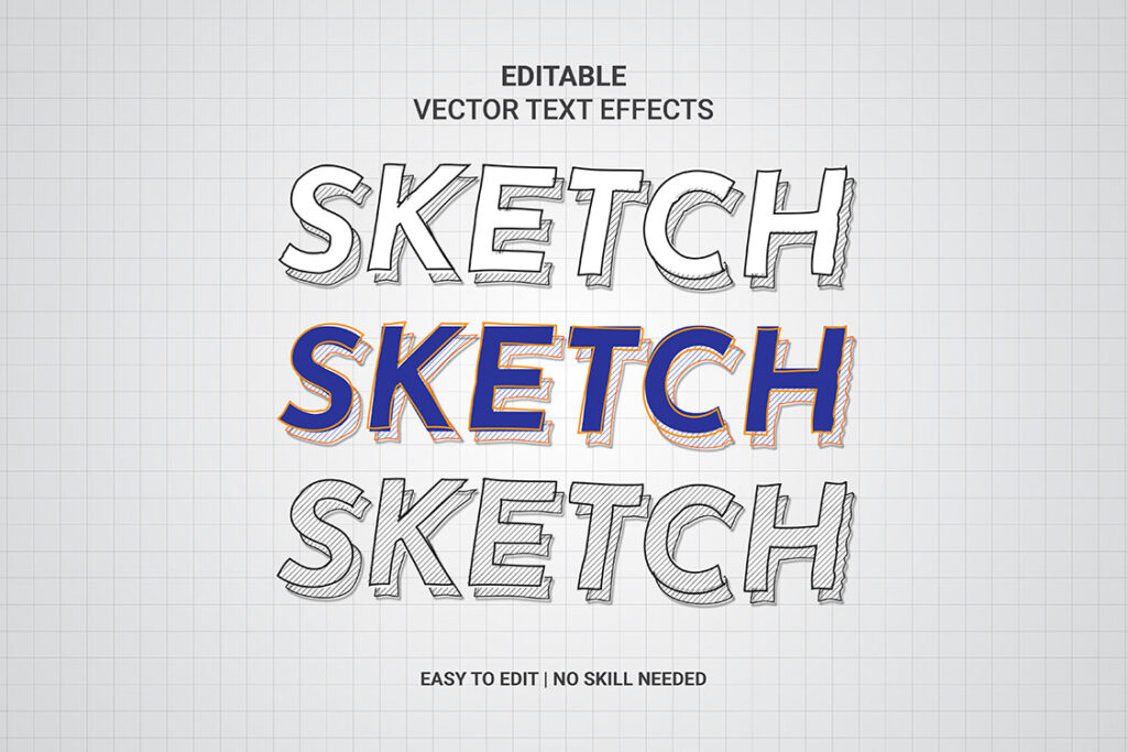 Editable Vector Sketch Text Effect - MasterBundles