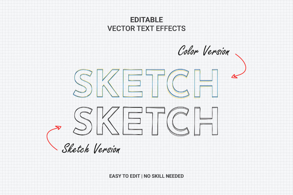 Editable Vector Sketch Text Effect - MasterBundles