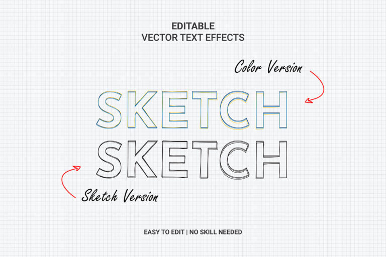 Editable Vector Sketch Text Effect - MasterBundles