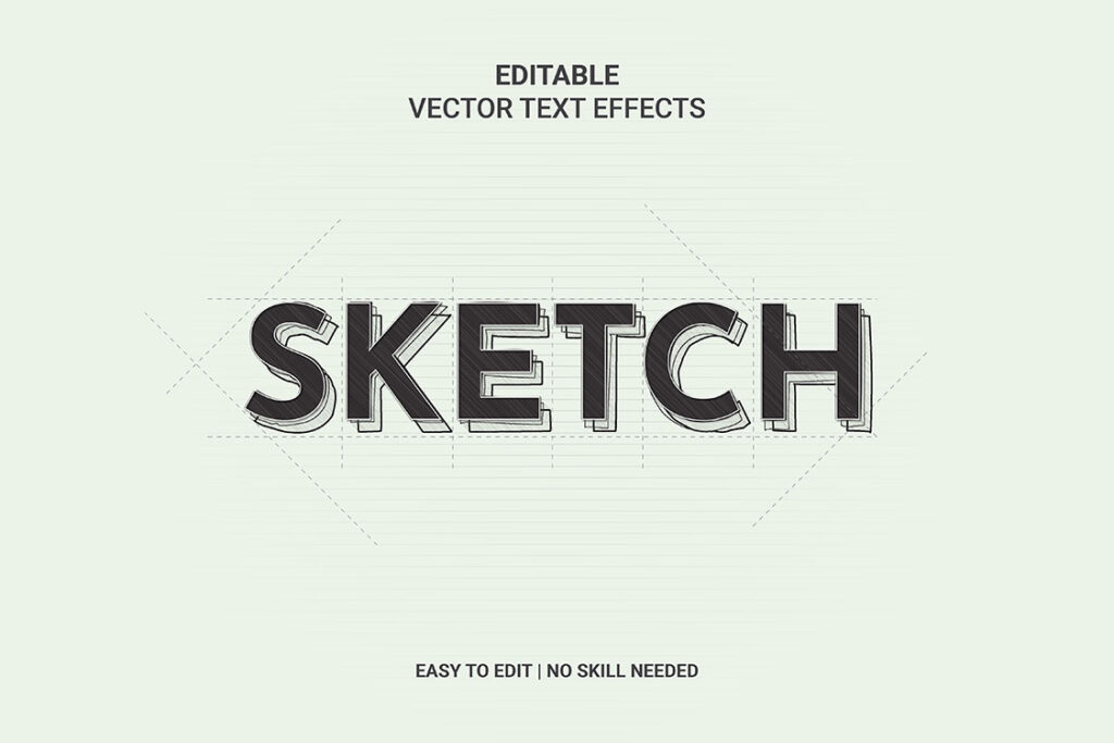 Editable Vector Sketch Text Effect - MasterBundles