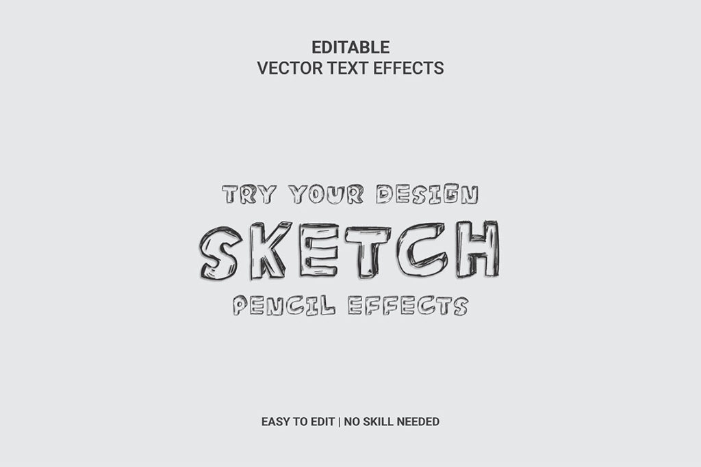 Editable Vector Sketch Text Effect - MasterBundles