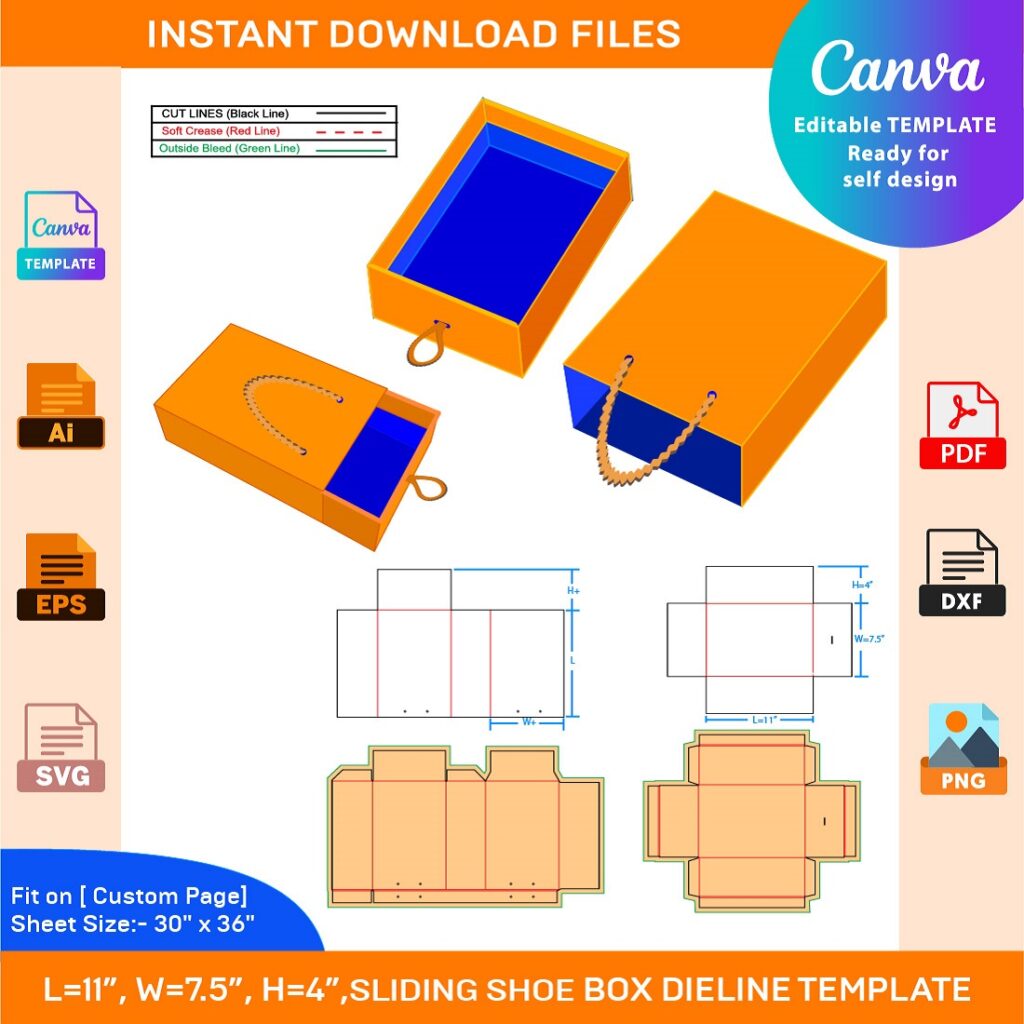Pizza Box Dieline Template AI, EPS, SVG, DXF, PDF, JPG, files ...