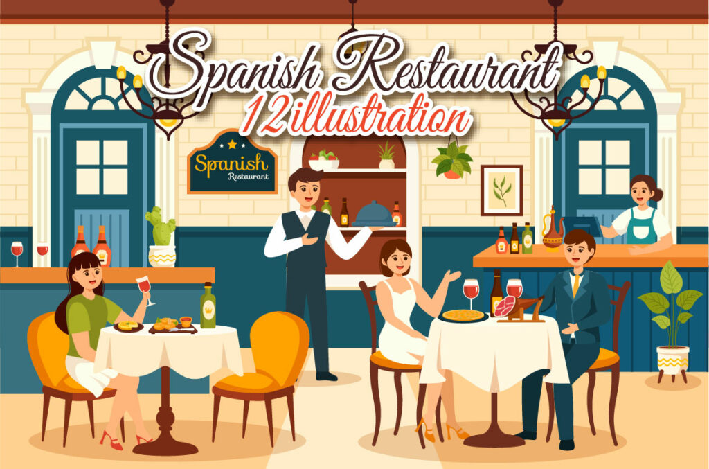 12 Spanish Restaurant Illustration - MasterBundles